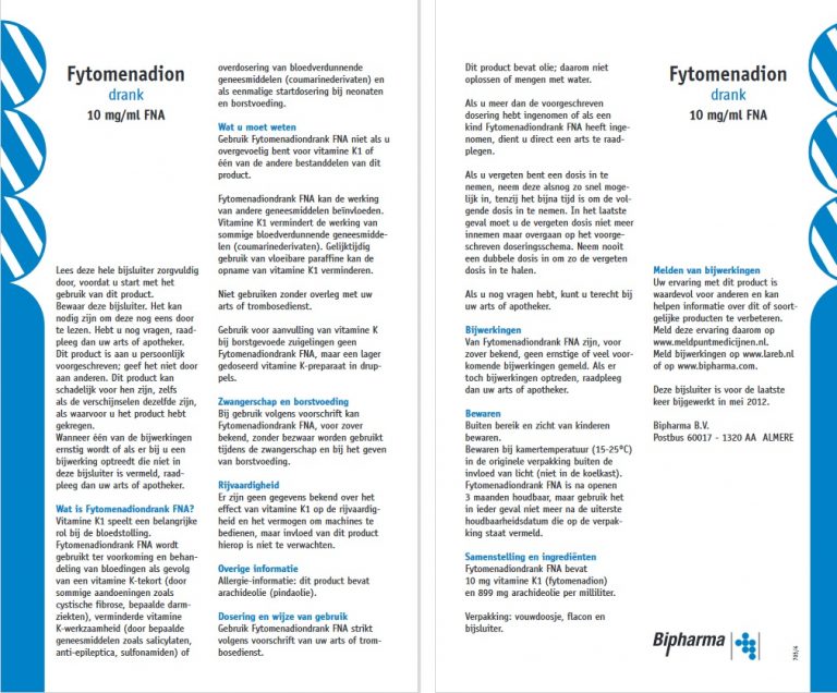 Bijsluiter Fytomenadiondrank-Vitamine K – Verloskunde Shop